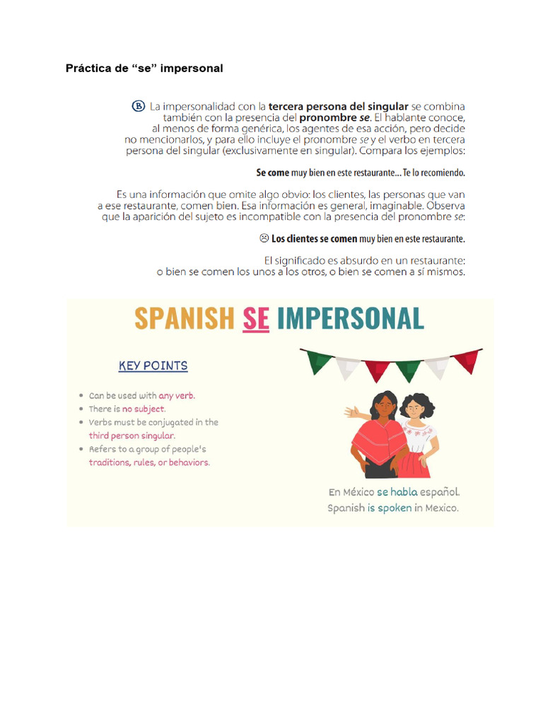 Práctica Se Impersonal | PDF