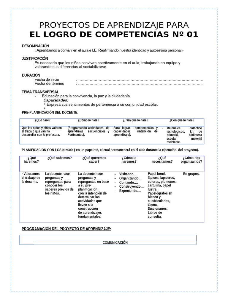 Proyecto de Aprendizaje Primaria | PDF | Maestros | Importar