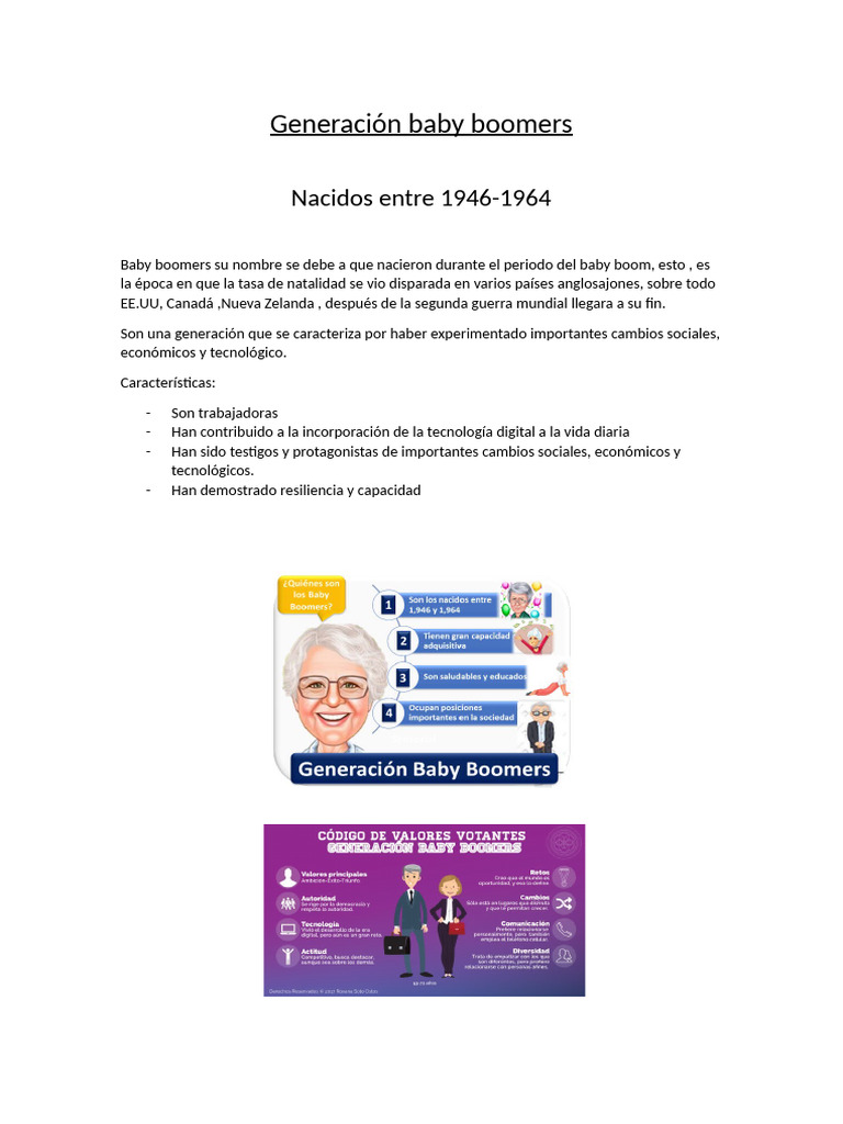 Características de la Generación Baby Boomers | PDF | Millennials ...