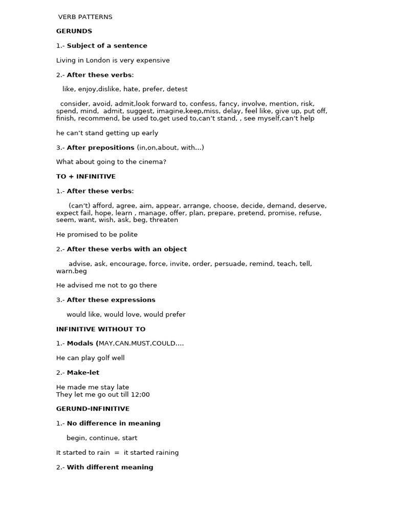 .VEB PATTERNS - Advantage 1 Bachillerat | PDF | Verb | Semantic Units