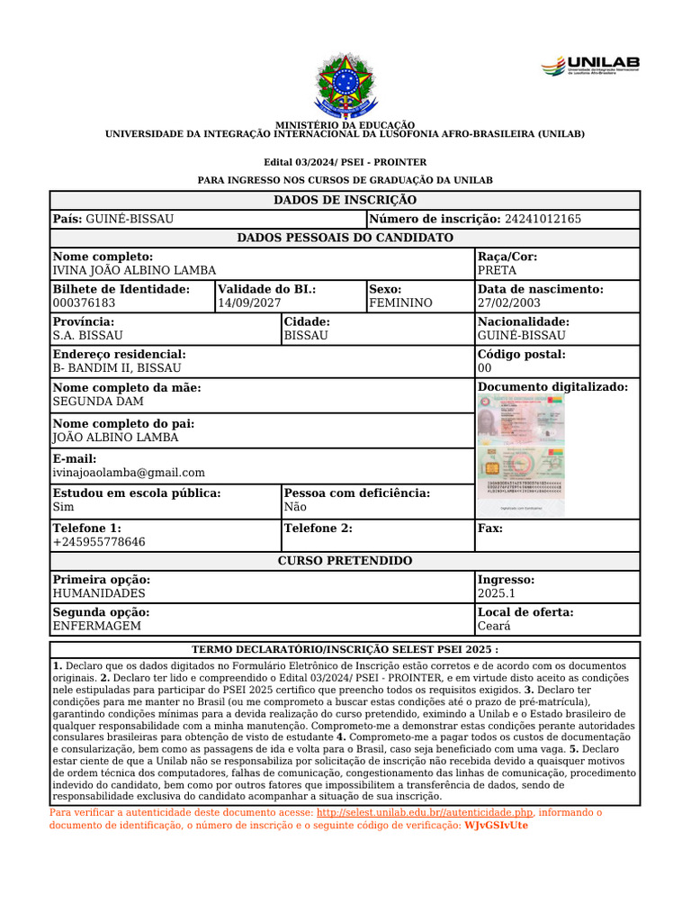 Comprovante João Albino Lamba | PDF | Brasil