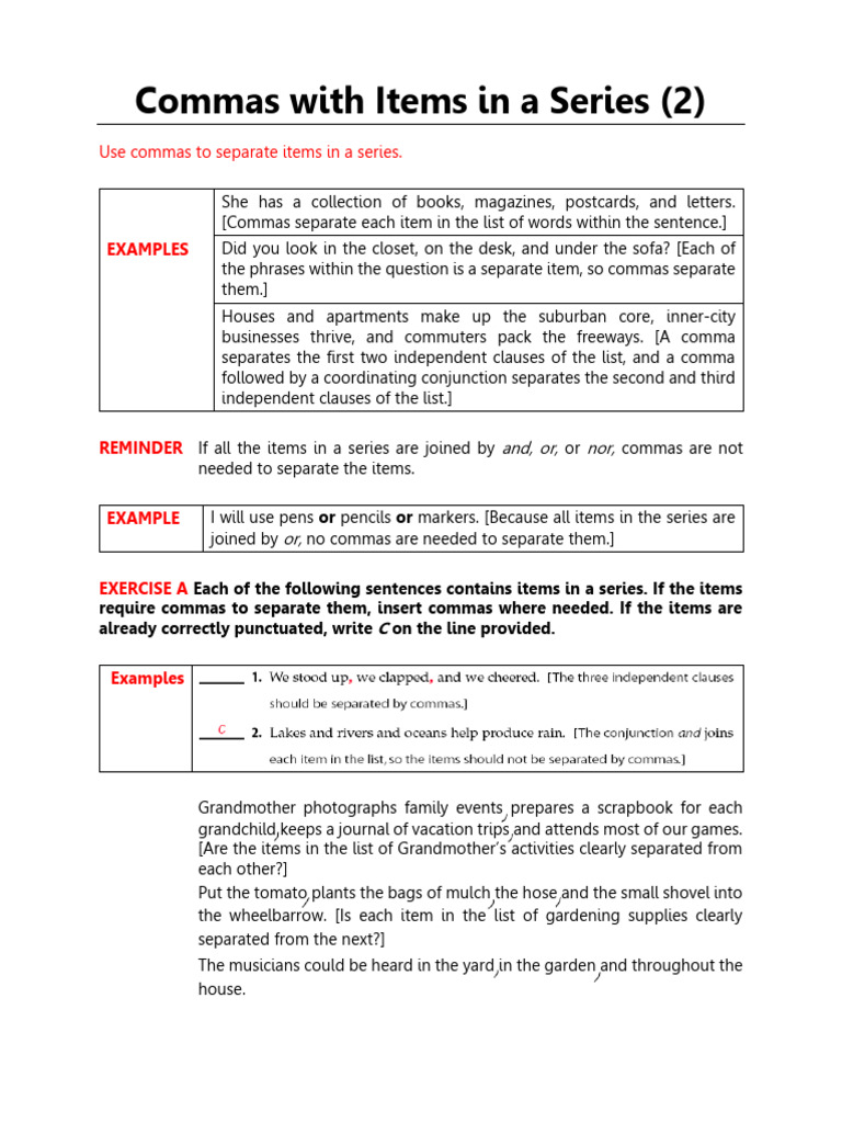 Commas in A Series PT 2 | PDF | Comma | Adjective