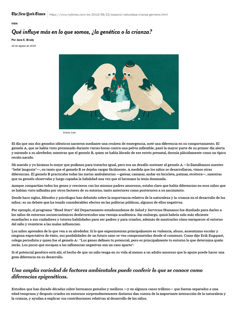 Naturaleza vs. Crianza en Gemelos | PDF | Gemelo | Epigenética