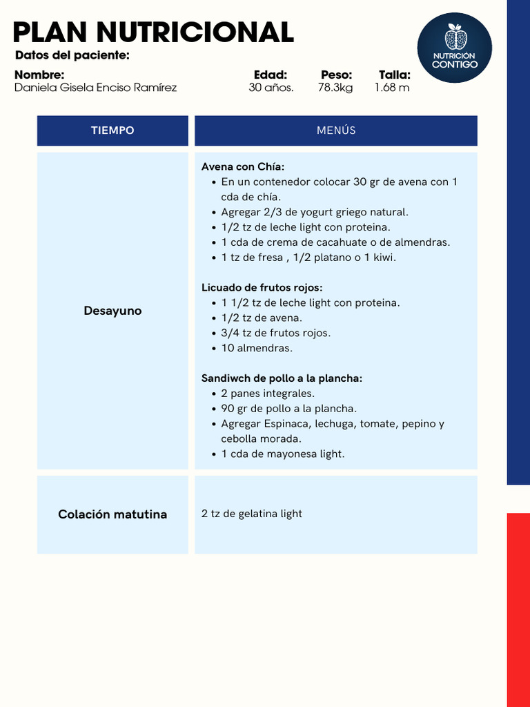 Plan Nutricional Saludable y Balanceado | PDF | Cocina | Alimentos