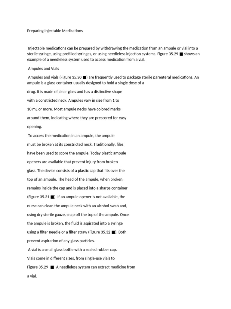 Preparing Injectable Medications | PDF | Injection (Medicine) | Syringe