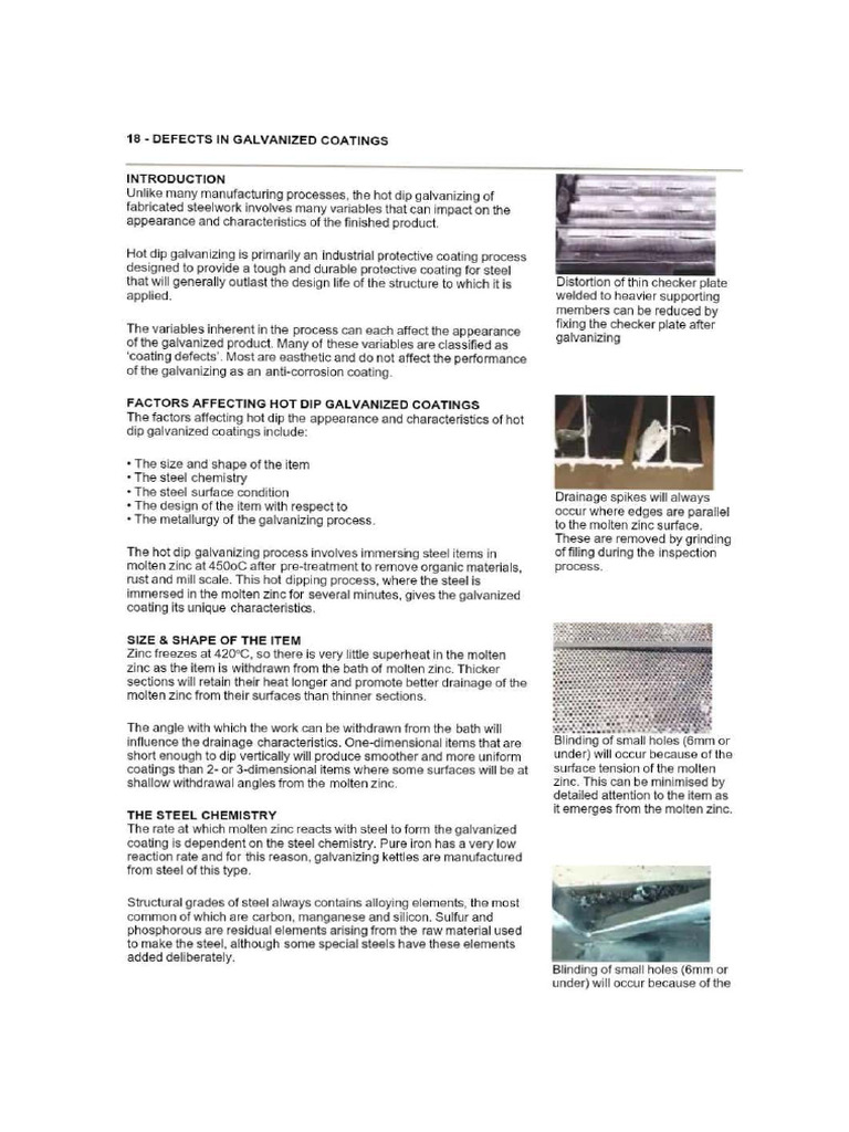 Defect in Galvanized Coating | PDF
