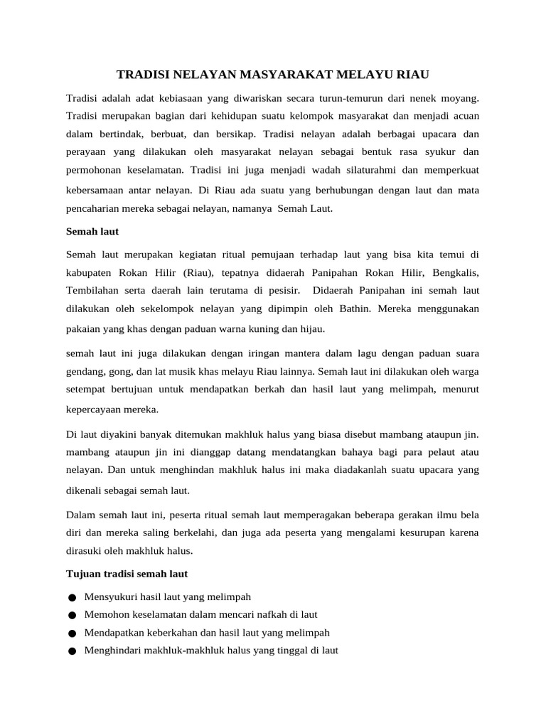 Ritual Semah Laut Suku Melayu Riau | PDF