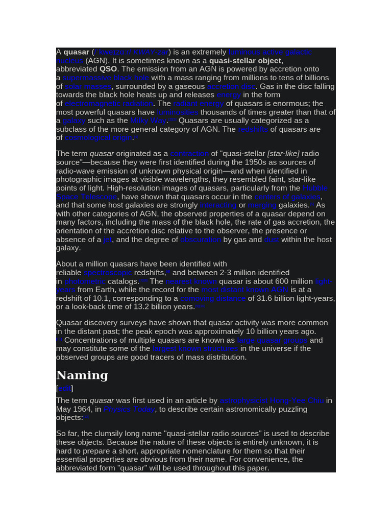 Understanding Quasars and Their Origins | PDF | Quasar | Galaxy