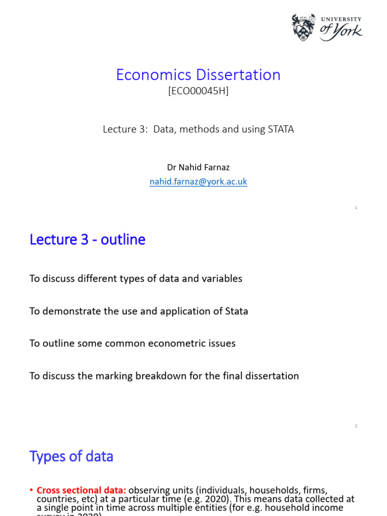 Lecture 3 Economics Dissertation_2025(1) | PDF | Time Series | Statistics