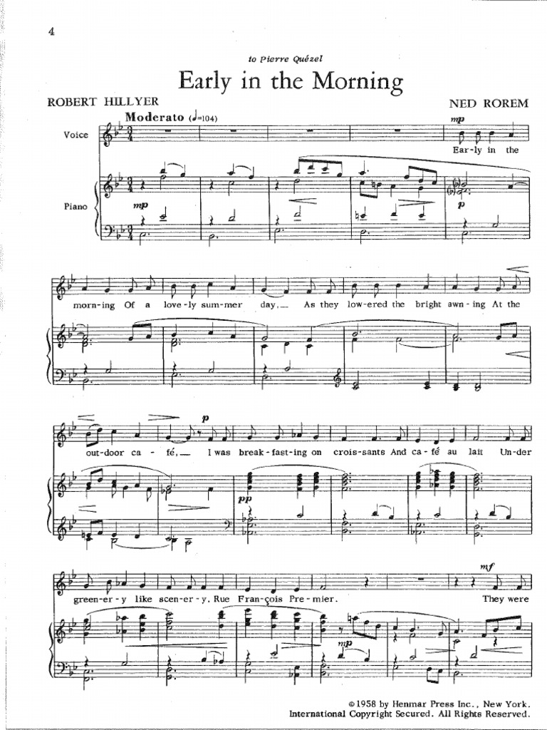 Early in The Morning - Ned Rorem | PDF