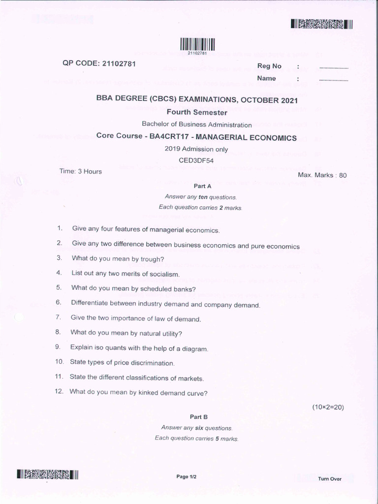 Managerial Ecnomics October 2021 | PDF