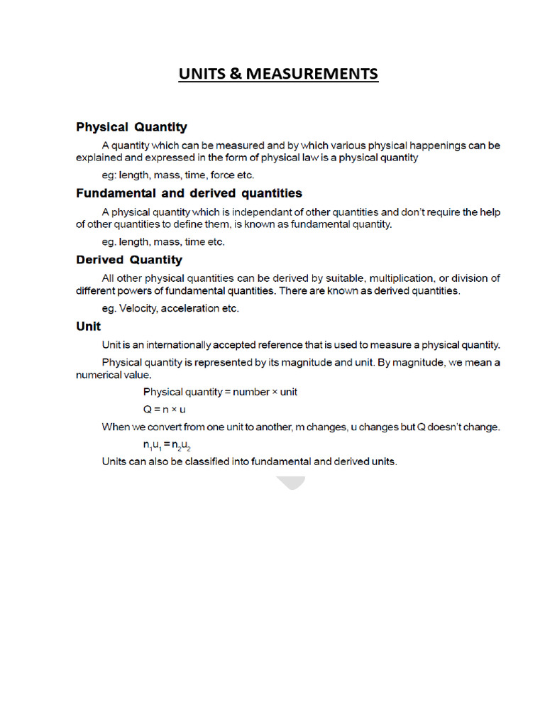 Units & Measurements - Notes-1 | PDF