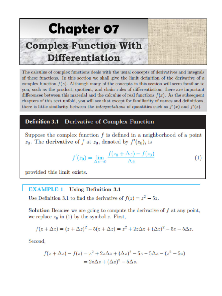 Chapter 7 - Complex Function With Differentiation-1 | PDF