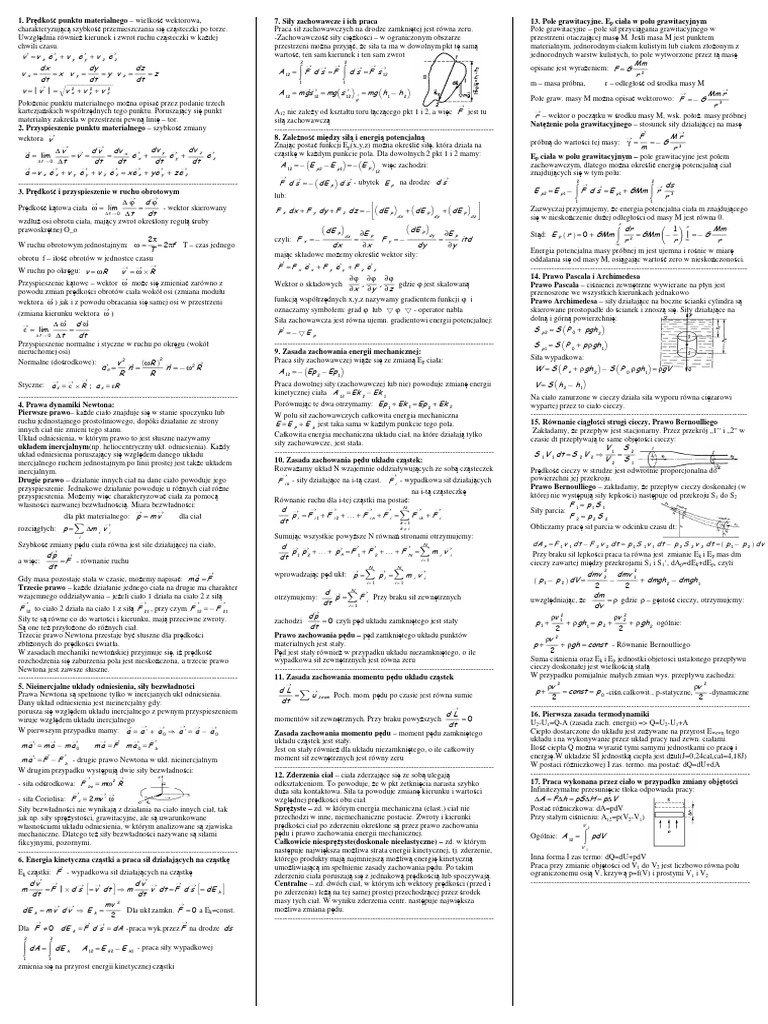 Fizyka Wzory | PDF
