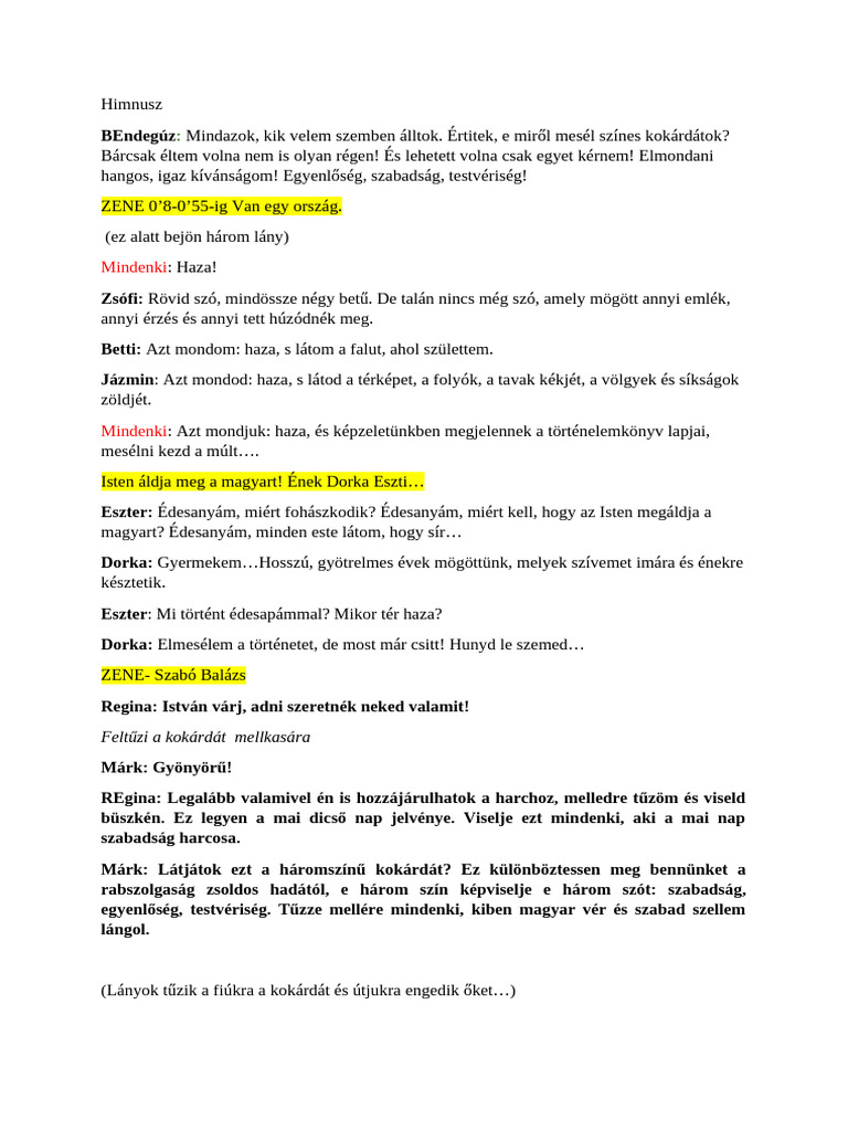 Műsor Március 15. | PDF