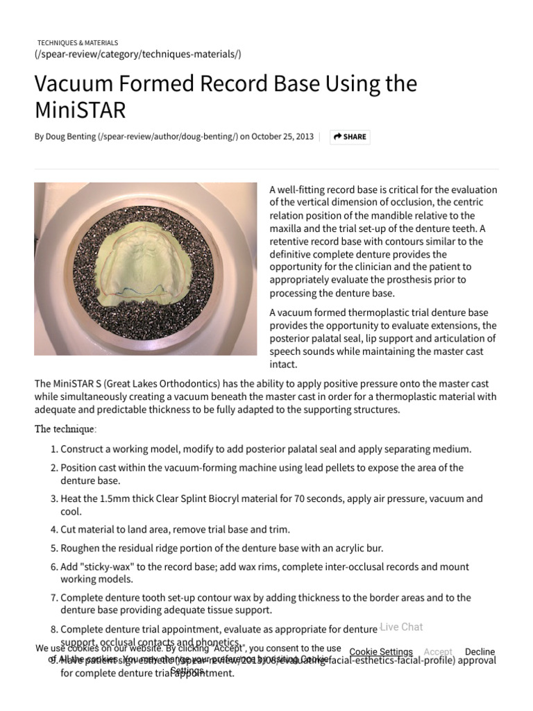 Vacuum Formed Record Base Using The MiniSTAR - Spear Education | PDF ...