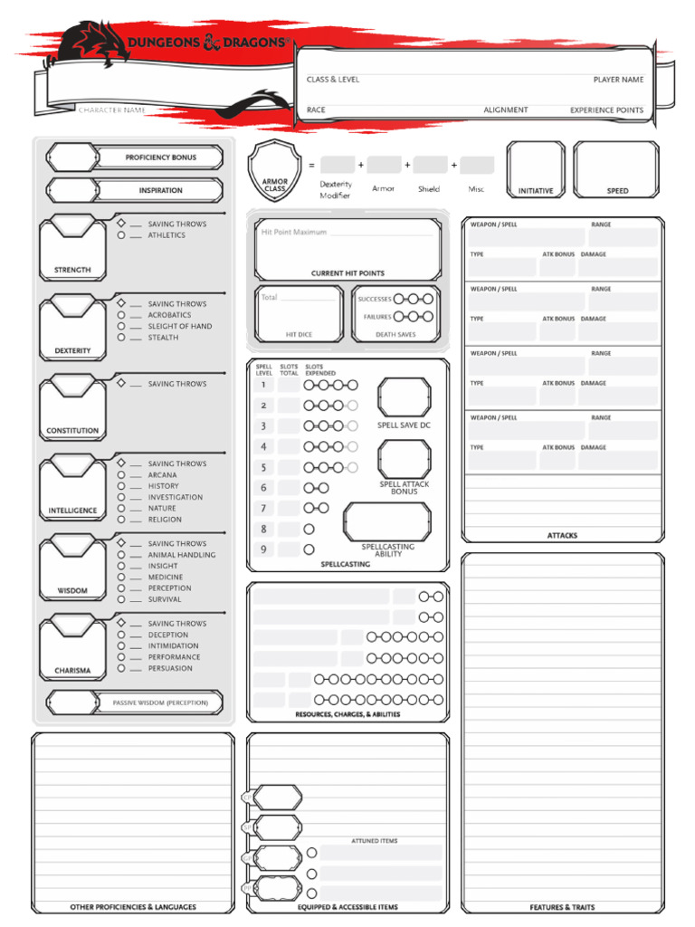 Character Sheet New (Color) - Print | PDF