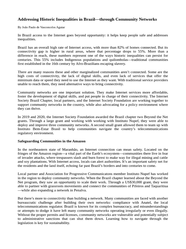 Addressing Historic Inequalities in Brazil - Through Communities ...