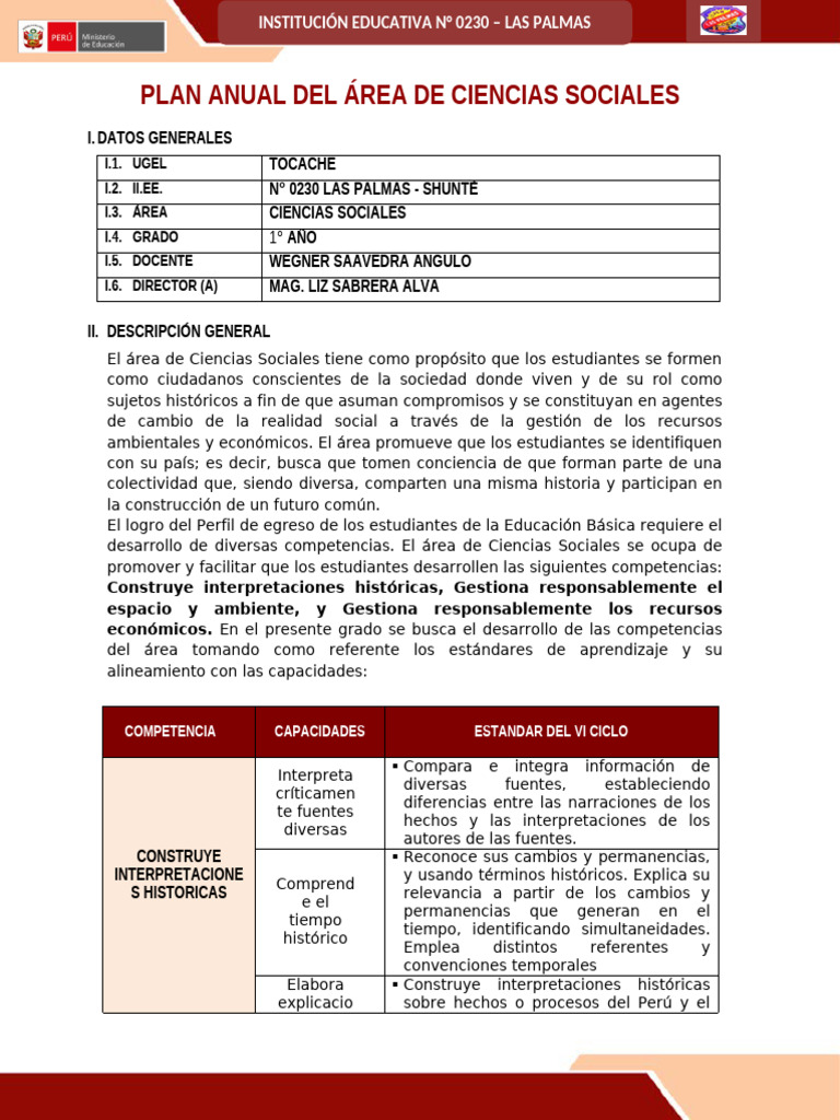 Programación Anual 1° Grado - CCSS | PDF | Aprendizaje | Sustentabilidad