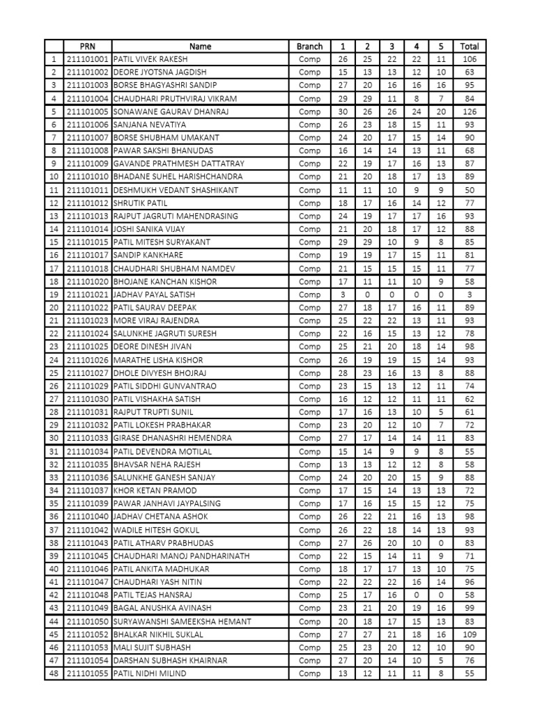 Batch 2025 Aptitude Final Marks | PDF