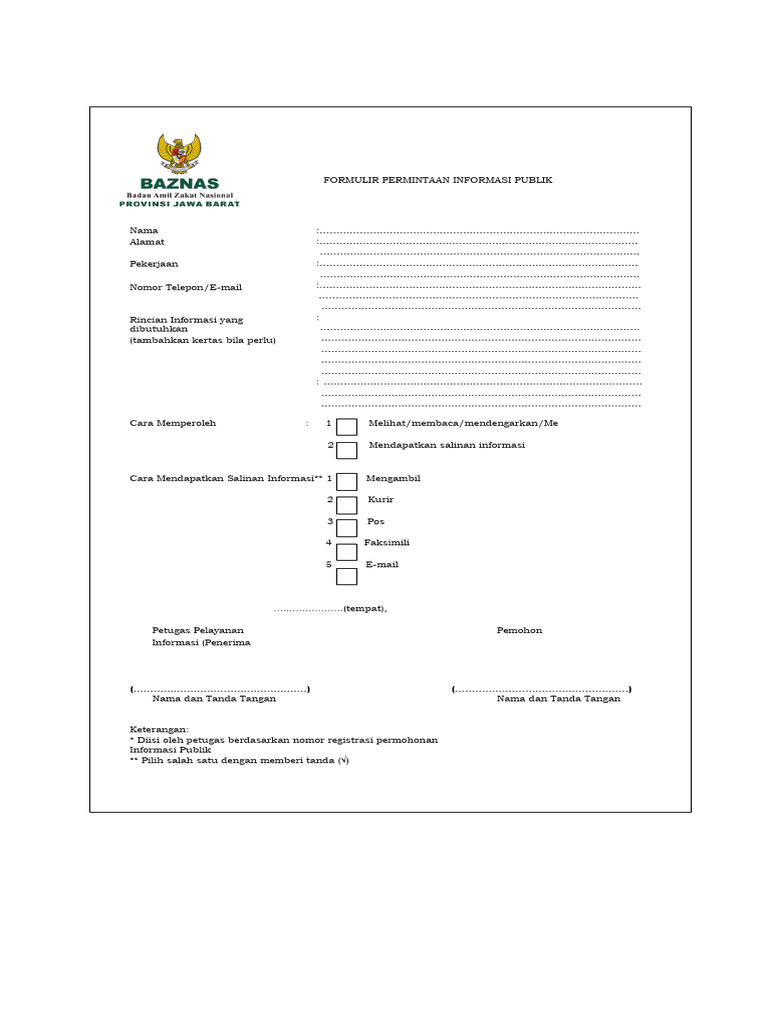 Format Permintaan Informasi Publik | PDF