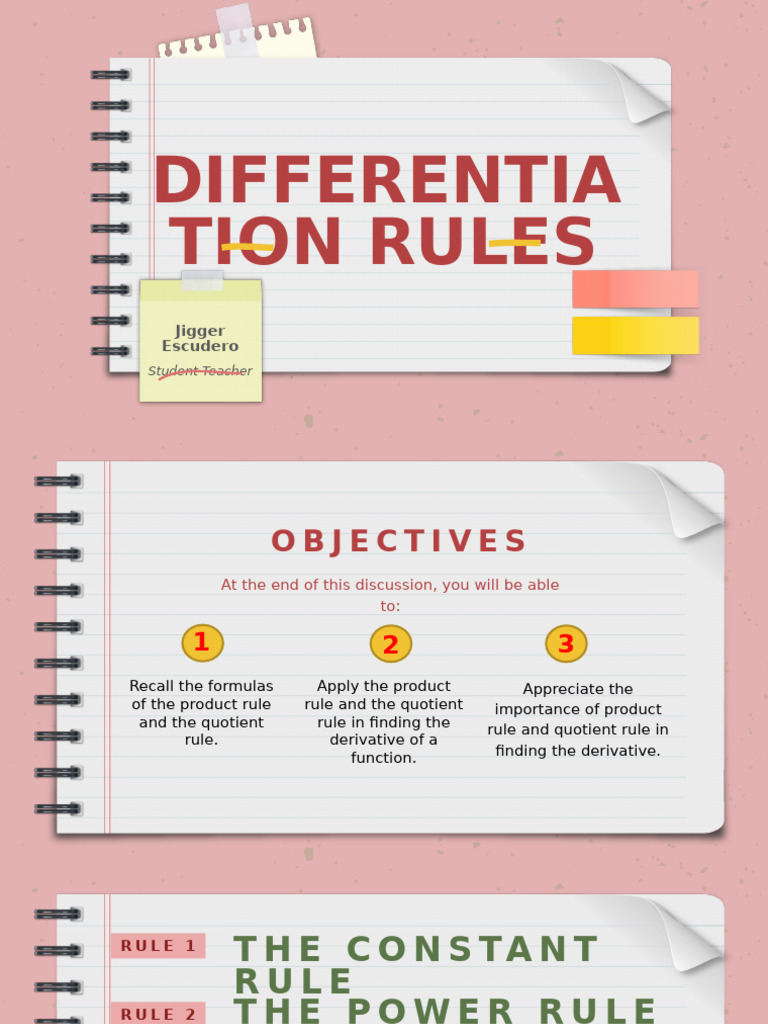 Differentiation Rules Product Rule and Quotient Rule | PDF | Derivative ...