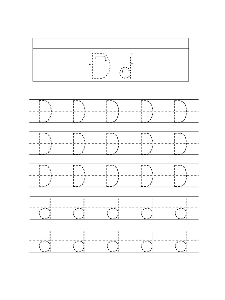 Tracing D Alphabet Worksheet | PDF