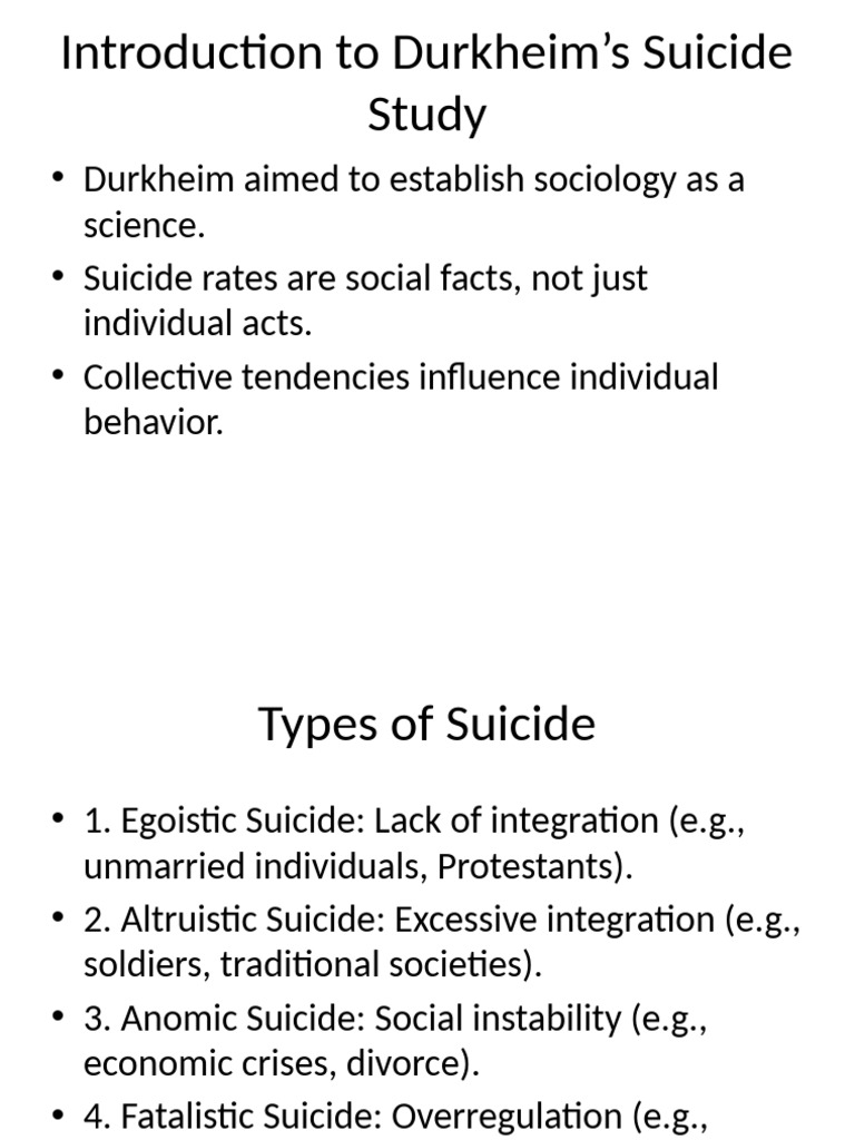 Durkheim's Types of Suicide Explained | PDF