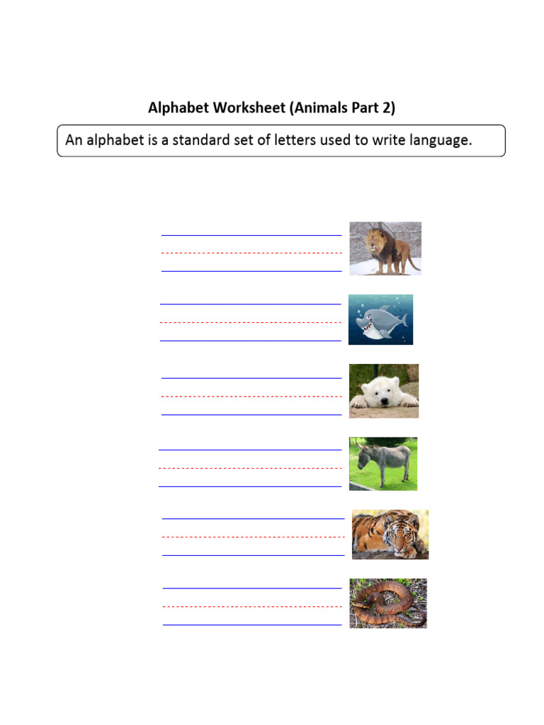 Animal Alphabet Worksheet Part 2 | PDF