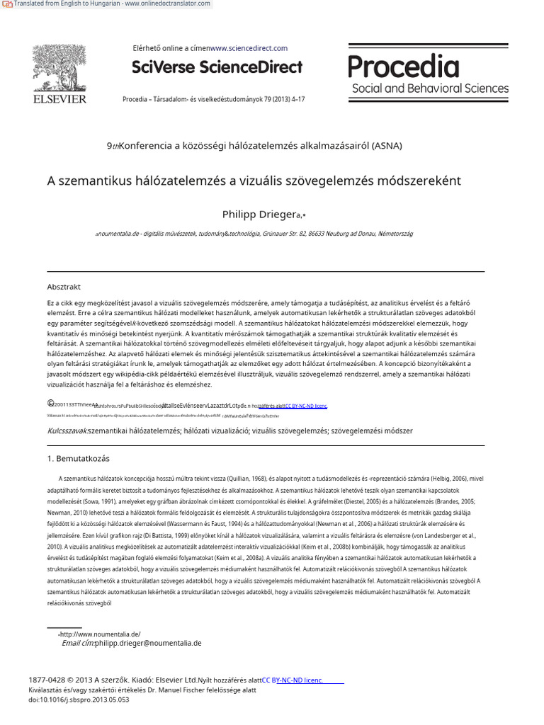 Semantic Network Analysis As A Method For V 2013 Procedia Social and Behav - En.hu | PDF