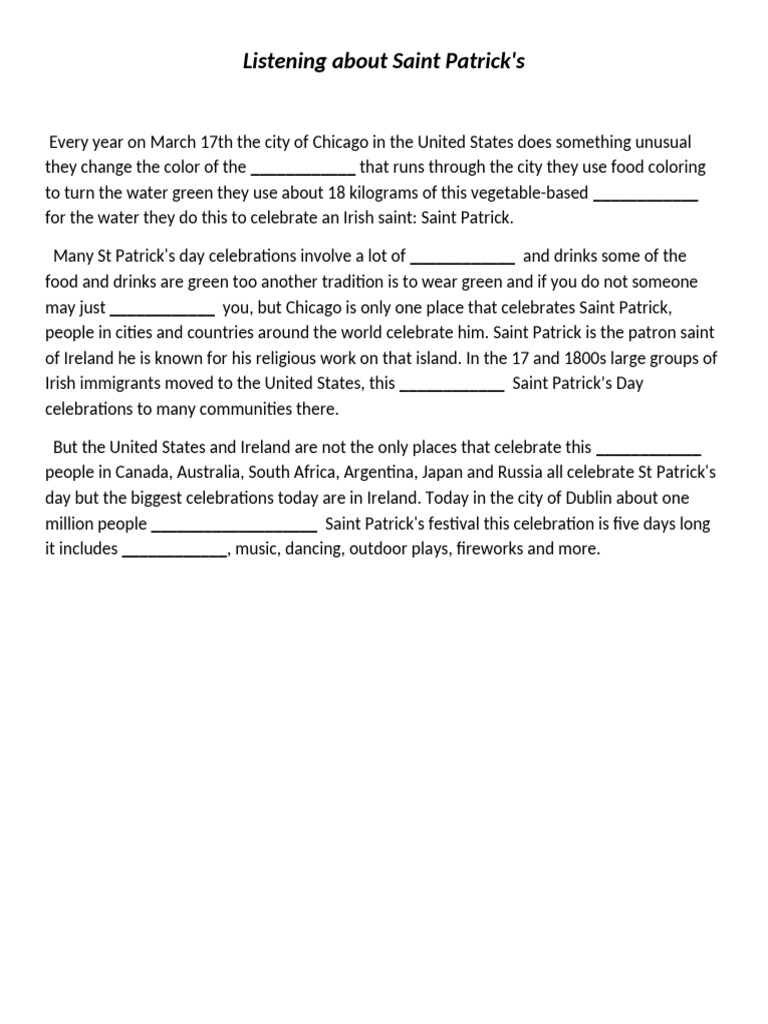 Listening About Saint Patrick | PDF