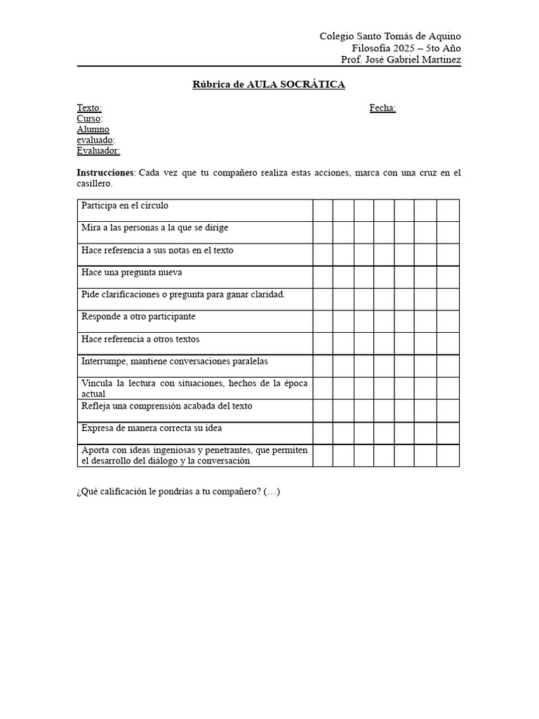 R-Brica de AULA SOCR-TICA | PDF