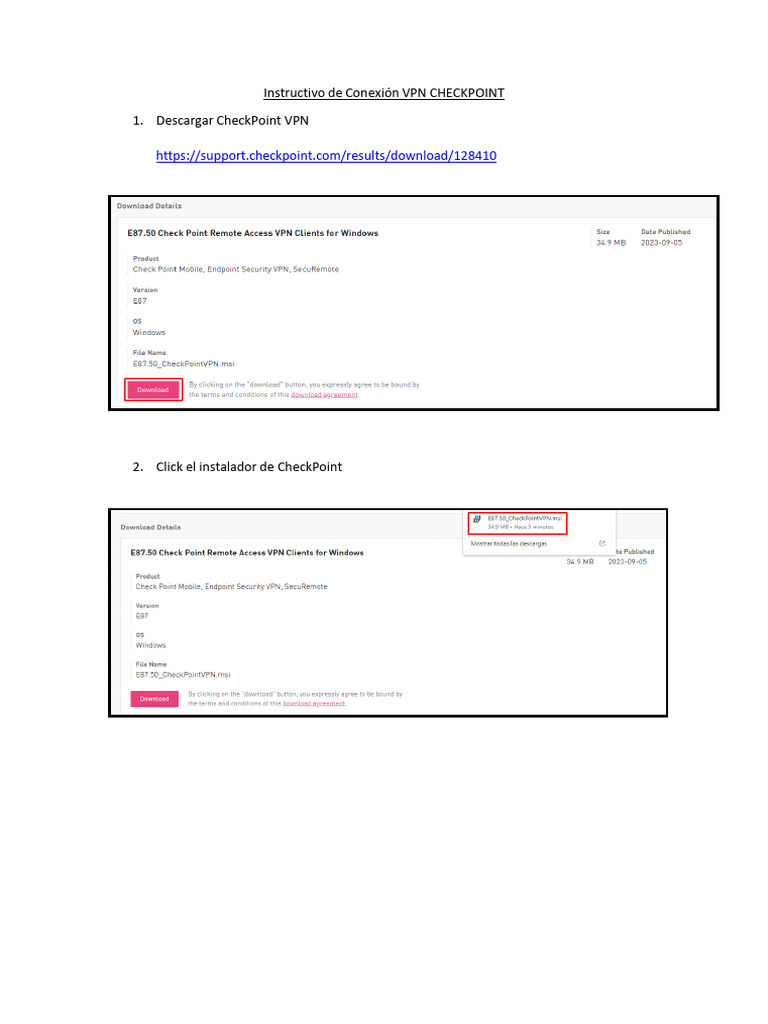 Instructivo de Conexion VPN CHECKPOINT v4 | PDF