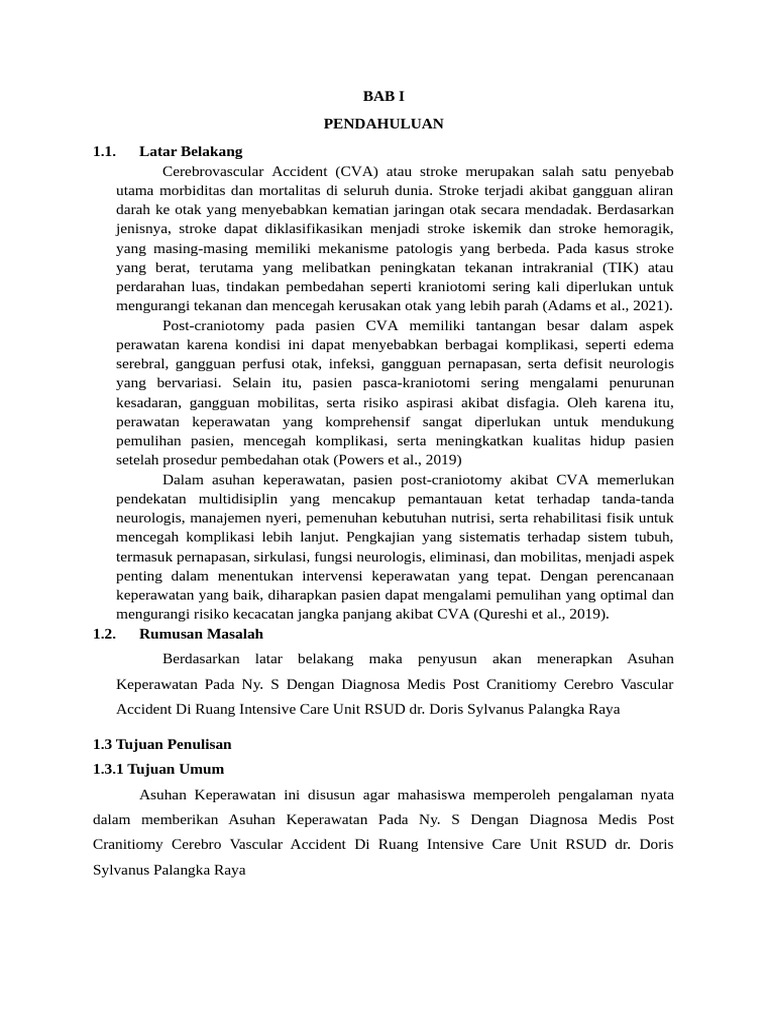 LP ICU_Diagnosa Post Craniotomy CVA | PDF