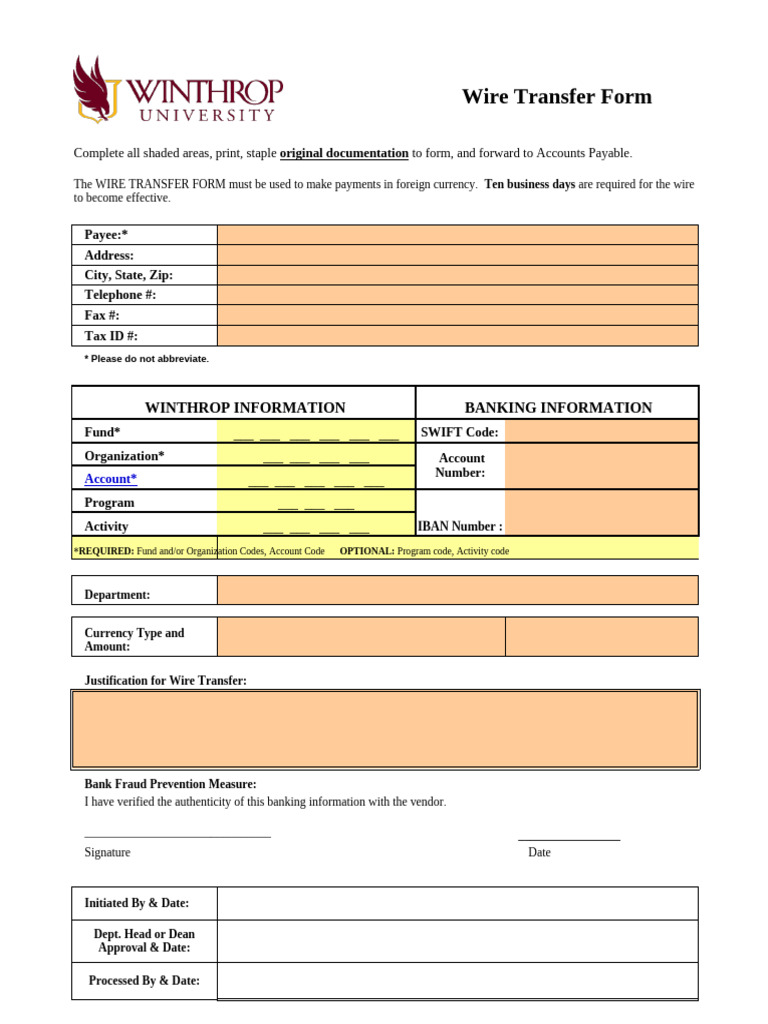 Wire Transfer Form 01 | PDF