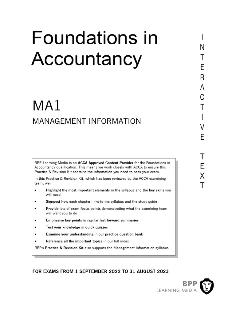 FIA MA1 Study Text 2022 | PDF | Multiple Choice | Bookkeeping