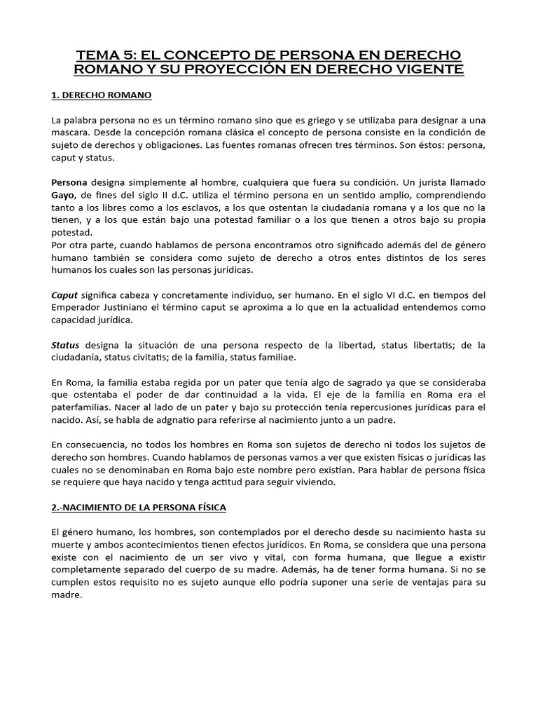 Tema5_DerechoPrivado LaPersona | PDF | Freedman | Herencia