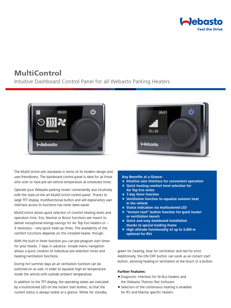Fiche Webasto Multicontrol | PDF | Manufactured Goods