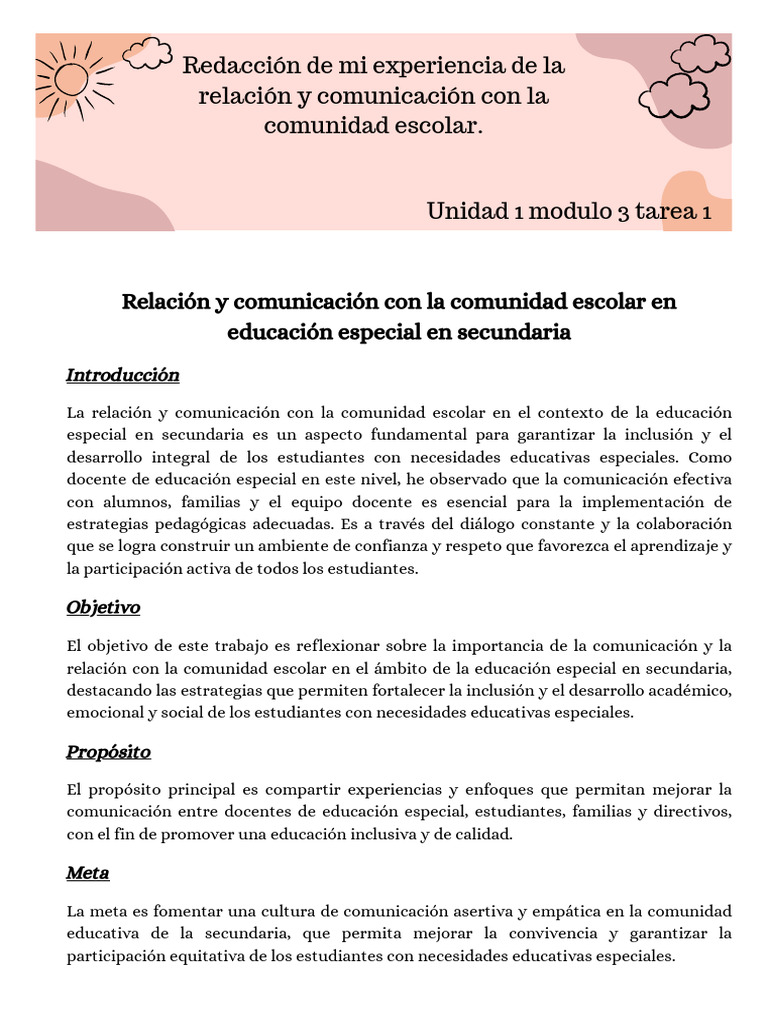 Unidad 1 Modulo 3 Tarea 1 | PDF | Enseñando | Maestros