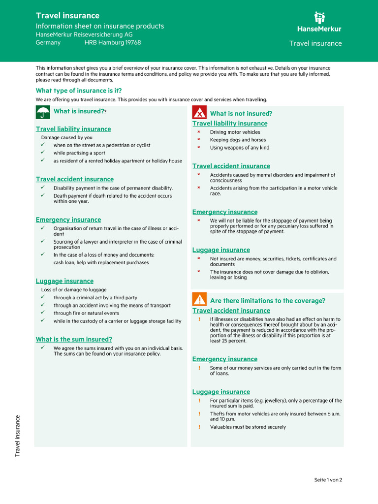 Insurance Product Information Document | PDF | Insurance | Health Care