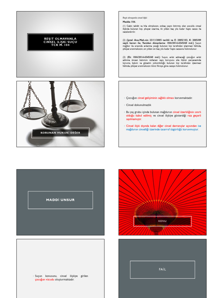 TCK 104 (Reşit Olmayanla Cinsel İlişki) (4'lü) | PDF