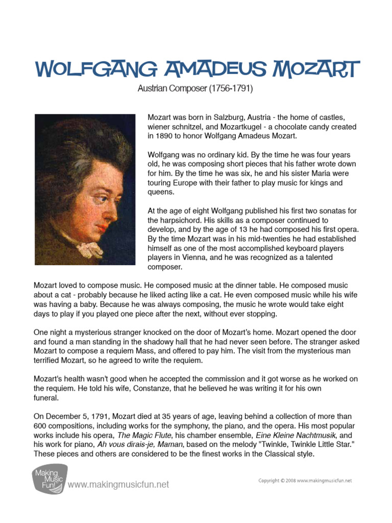 Life and Legacy of Mozart | PDF