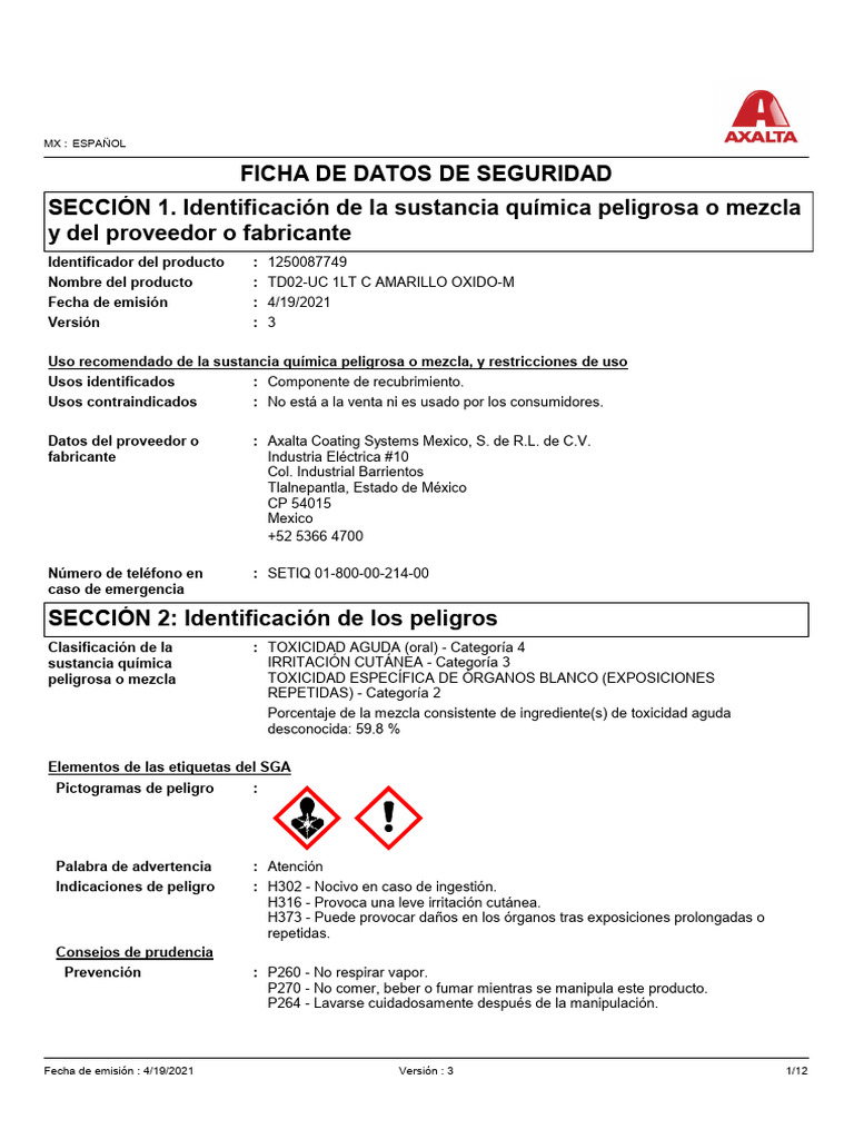 TD02-UC C Amarillo Óxido | PDF | Residuos | Contaminación