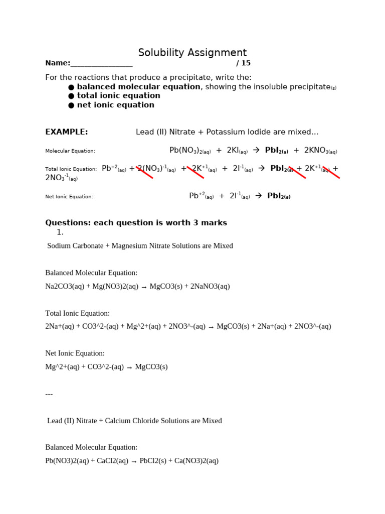 Solubility Assignment | PDF