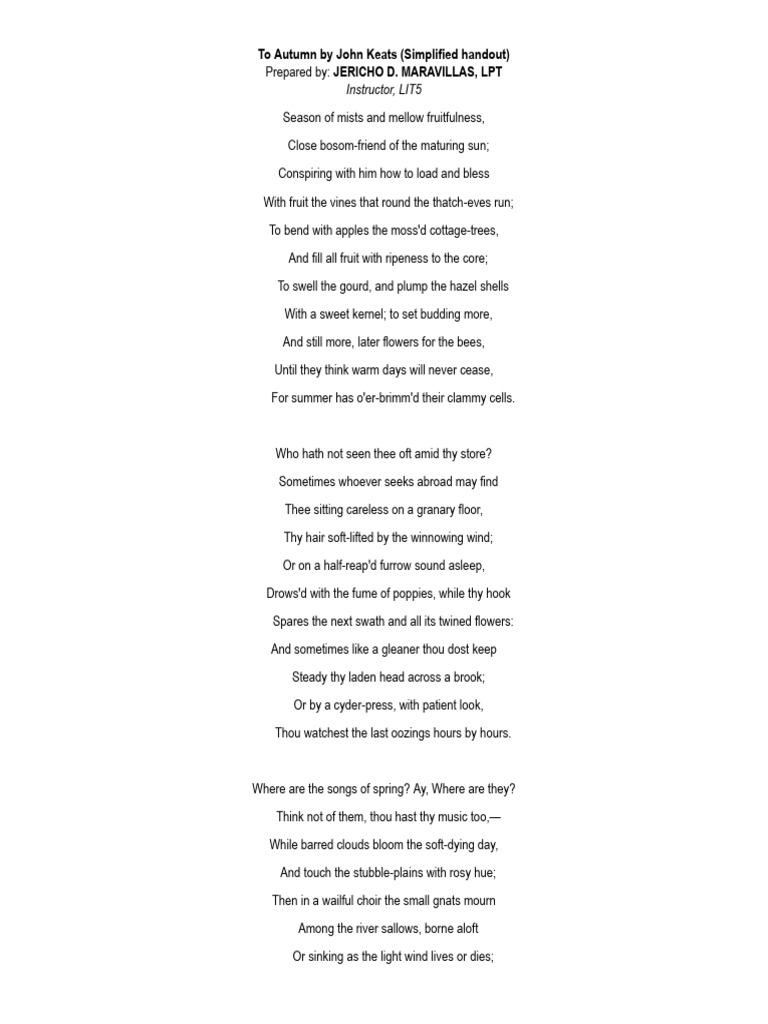 2425_SEM2_Midterm-John_Keats | PDF | John Keats | Poetry