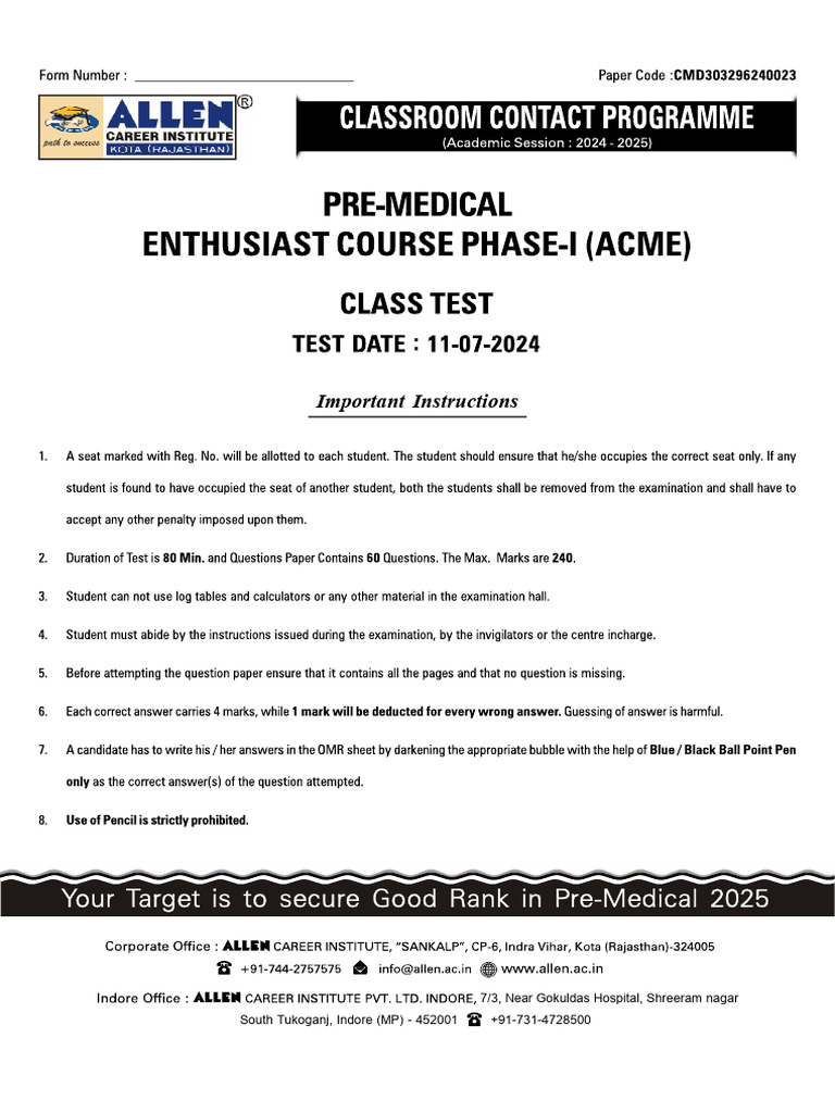 11JULY MEP ACME PreMedicalEnthusiastPhaseI1MEIPP1AC 23138583 TEST PDF ...