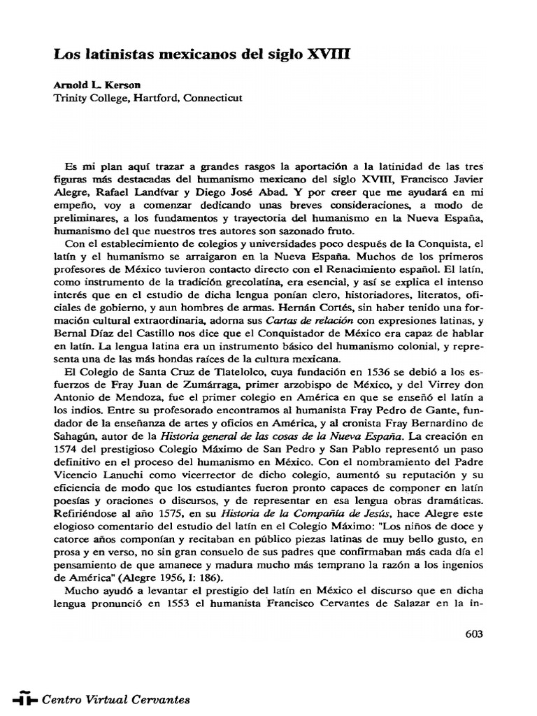 Los Latinistas Mexicanos Del Siglo XVIII-Arnold L. Kerson | PDF | Dios ...