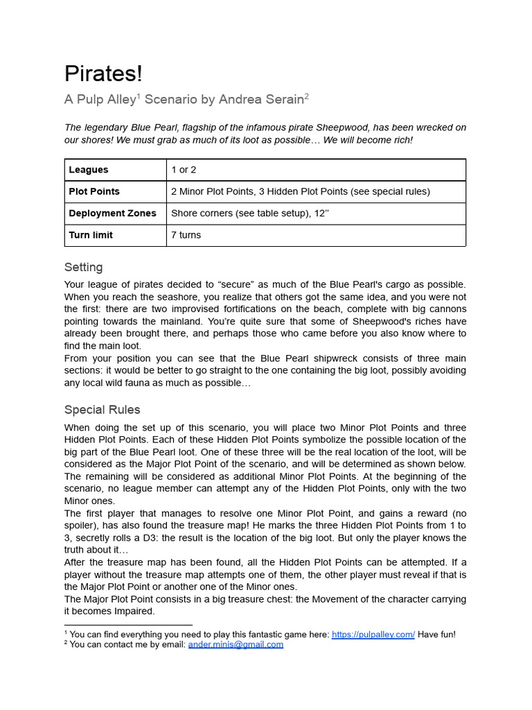 Pirates - Pulp Alley Scenario | PDF