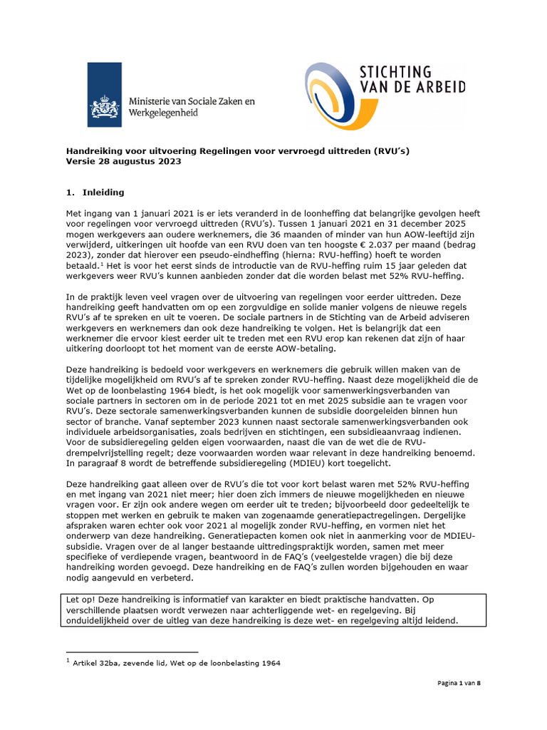 Handreiking+uitvoering+RVU +versie+augustus+2023 | PDF