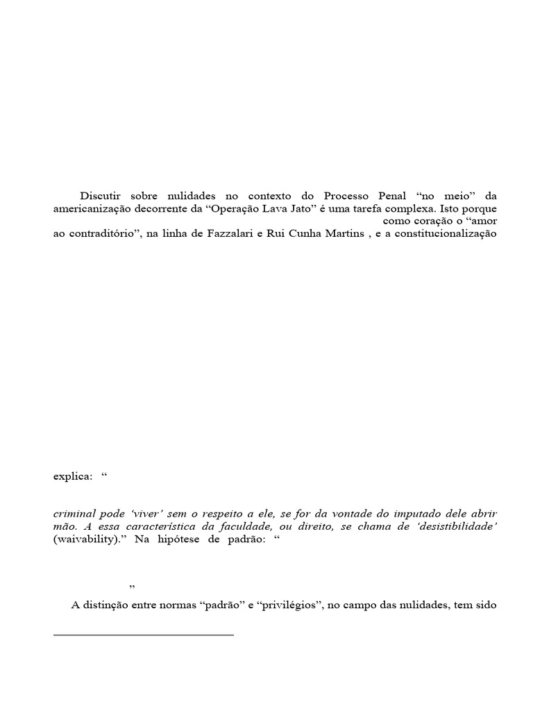 ROSA, Alexandre Morais Da. O Regime de Nulidades No Processo Penal Seria Um Privilégio - Leitura ...
